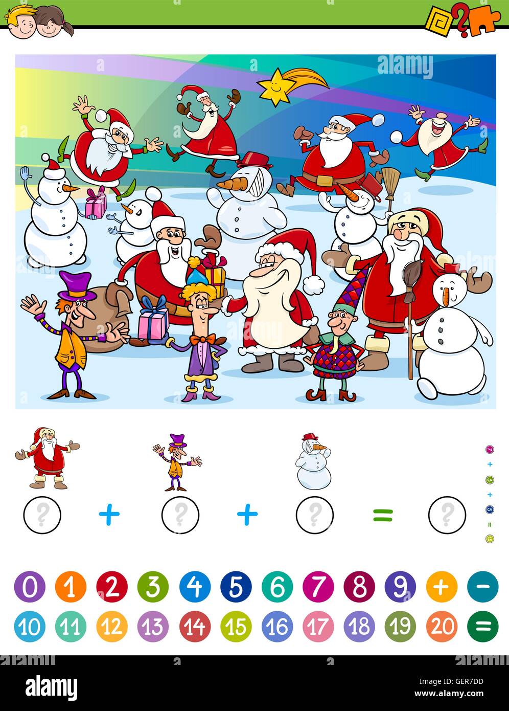 Cartoon Illustration of Educational Mathematical Counting and Addition ...