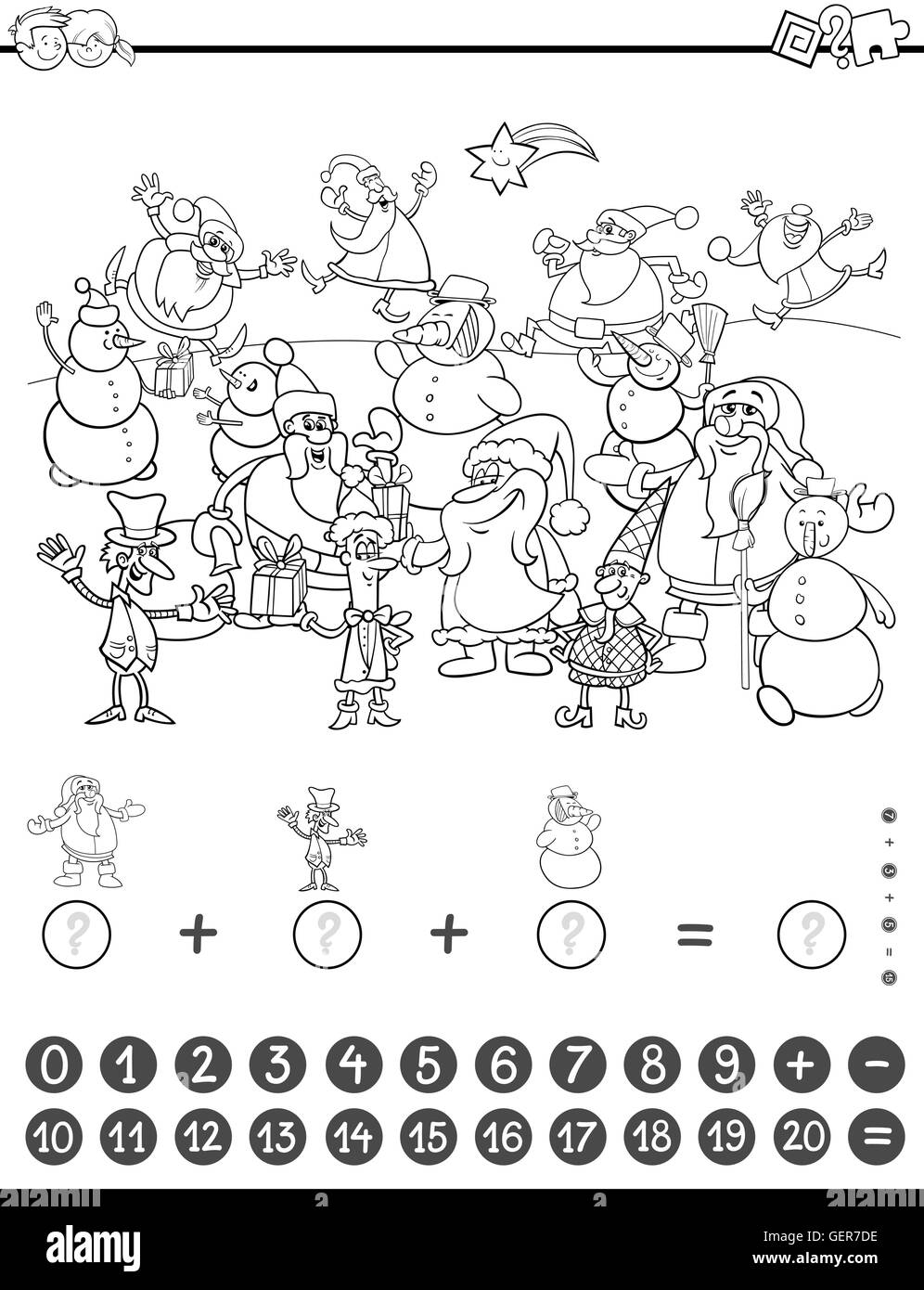 Black and White Cartoon Illustration of Educational Mathematical ...