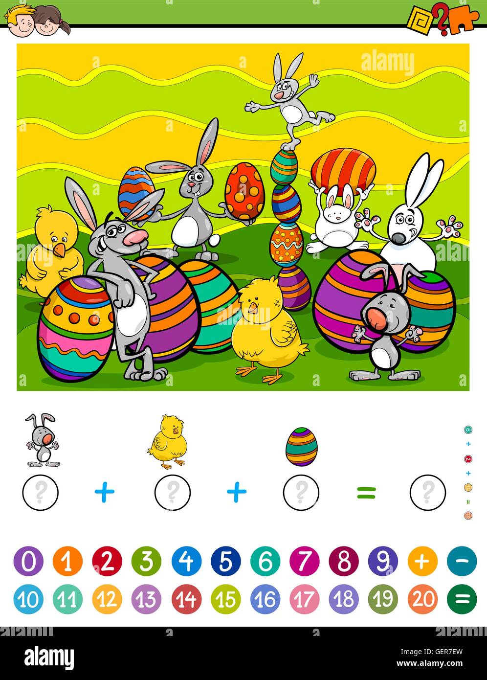 Cartoon Illustration of Educational Mathematical Counting and Addition ...