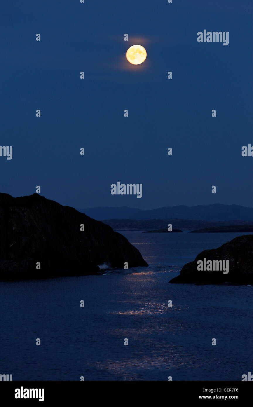 geography / travel, Norway, full moon over the fjord Stock Photo - Alamy