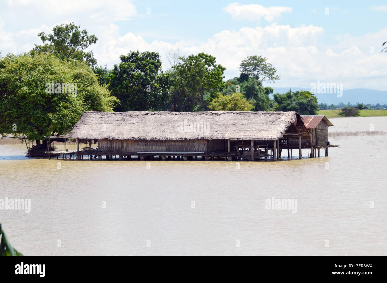 A mishing tribal house submerged in flood water in Bokakhat, Assam,India Stock Photo - Alamy