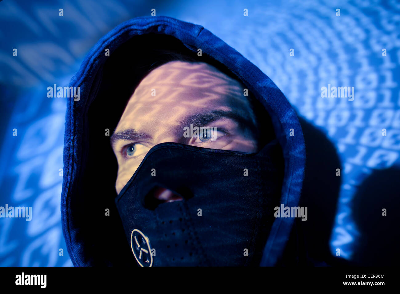 Portrait hacker mask binary code hi-res stock photography and images ...