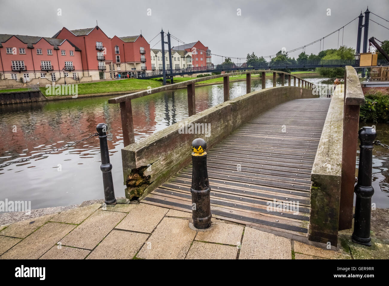 Small pedestrian bridge in the Exeter Quay, Devon, England, UK Stock ...