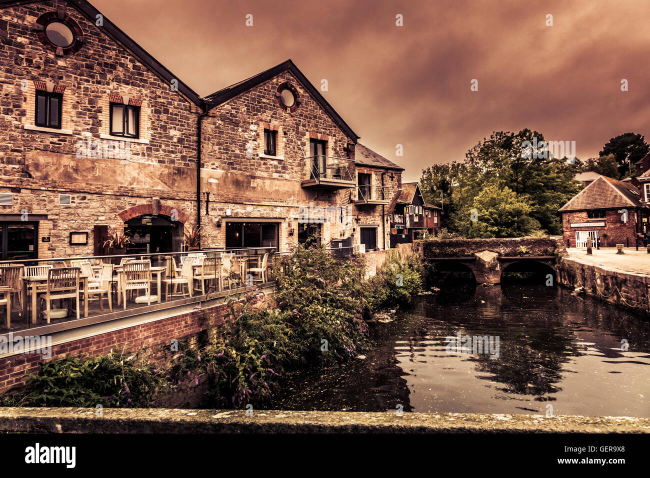 Traditional old buildings in the Exeter Quay, Devon, England, UK Stock ...