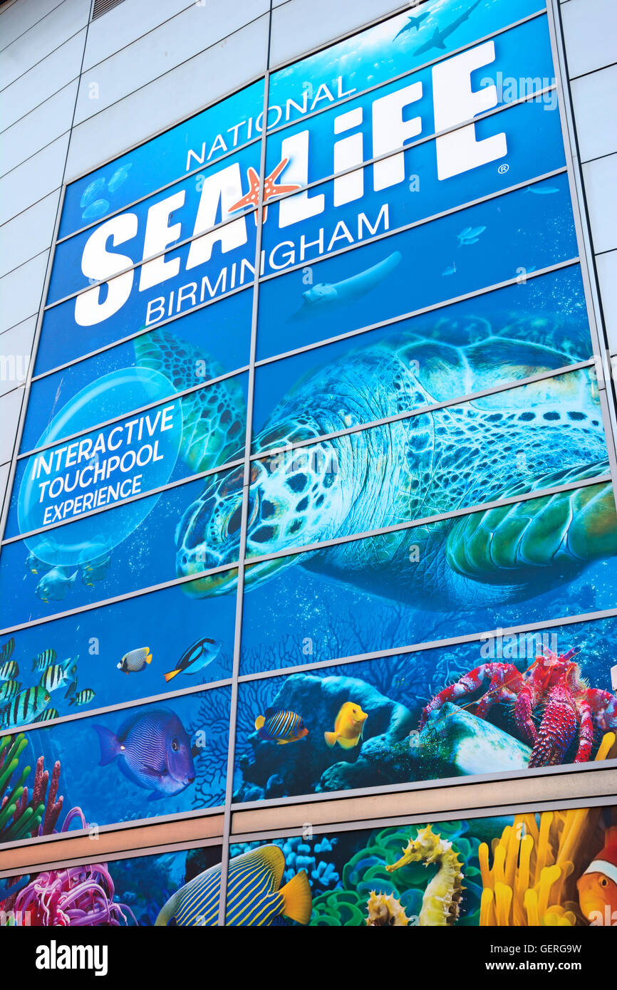 Sign on the wall of the National Sea Life Centre, Birmingham, England ...