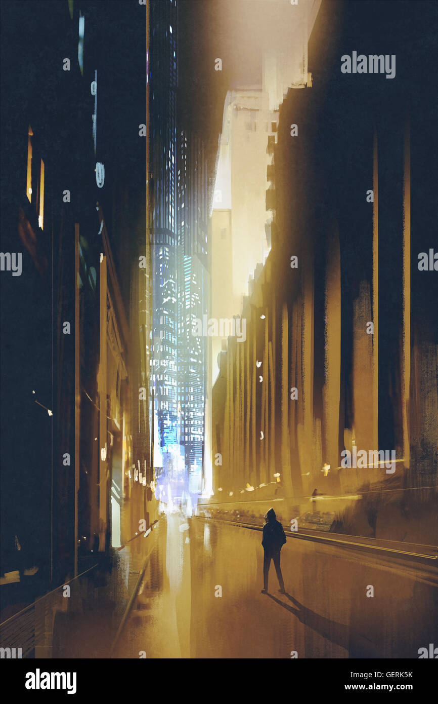 Man Alone In City