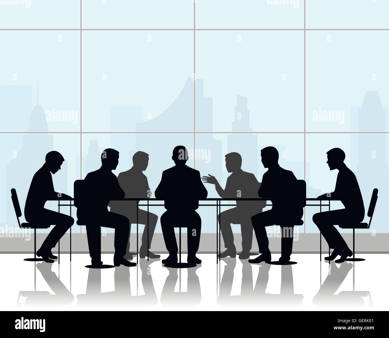 Vector illustration of a businessmen at negotiating table Stock Vector ...