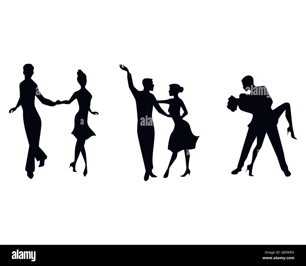 Vector illustration of a three couples dancing Stock Vector Image & Art ...