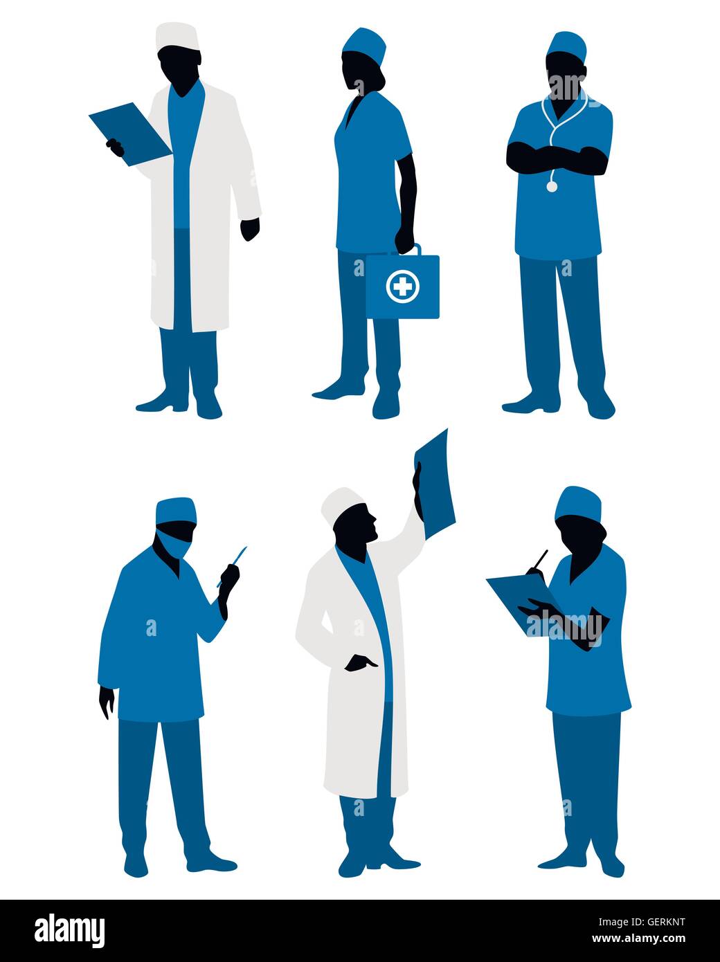 Vector illustration of a six doctors in uniform Stock Vector Image ...