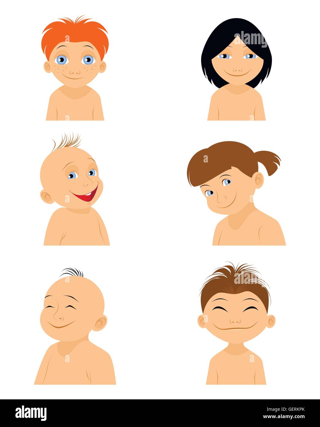 Vector illustration of a six children portraits Stock Vector Image ...