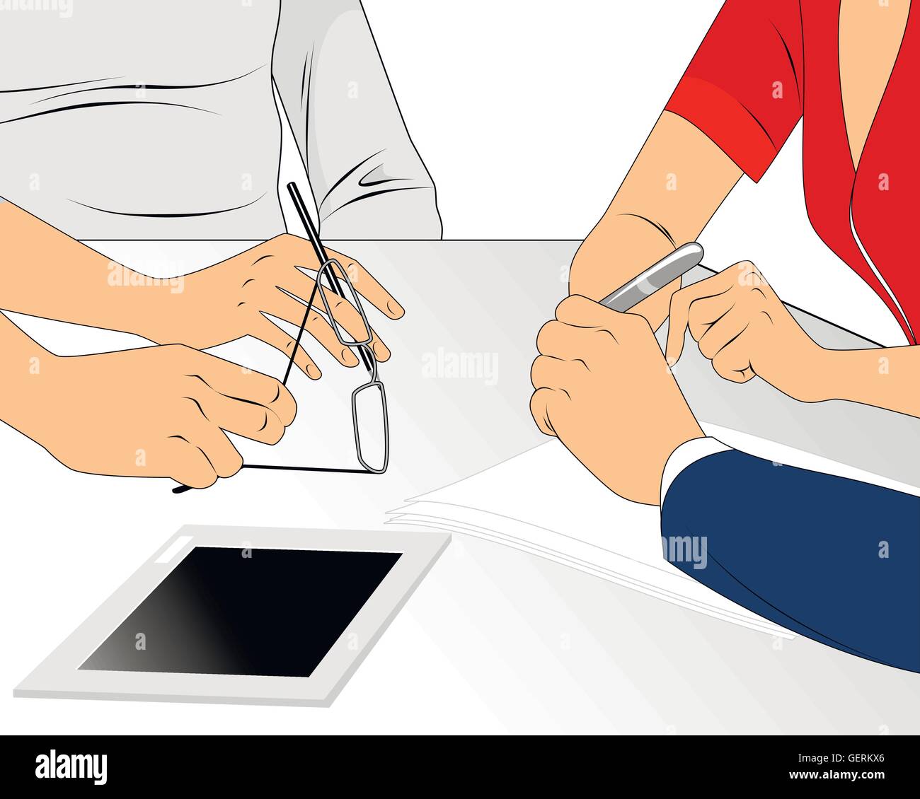 Vector illustration of a business team conversation Stock Vector Image ...