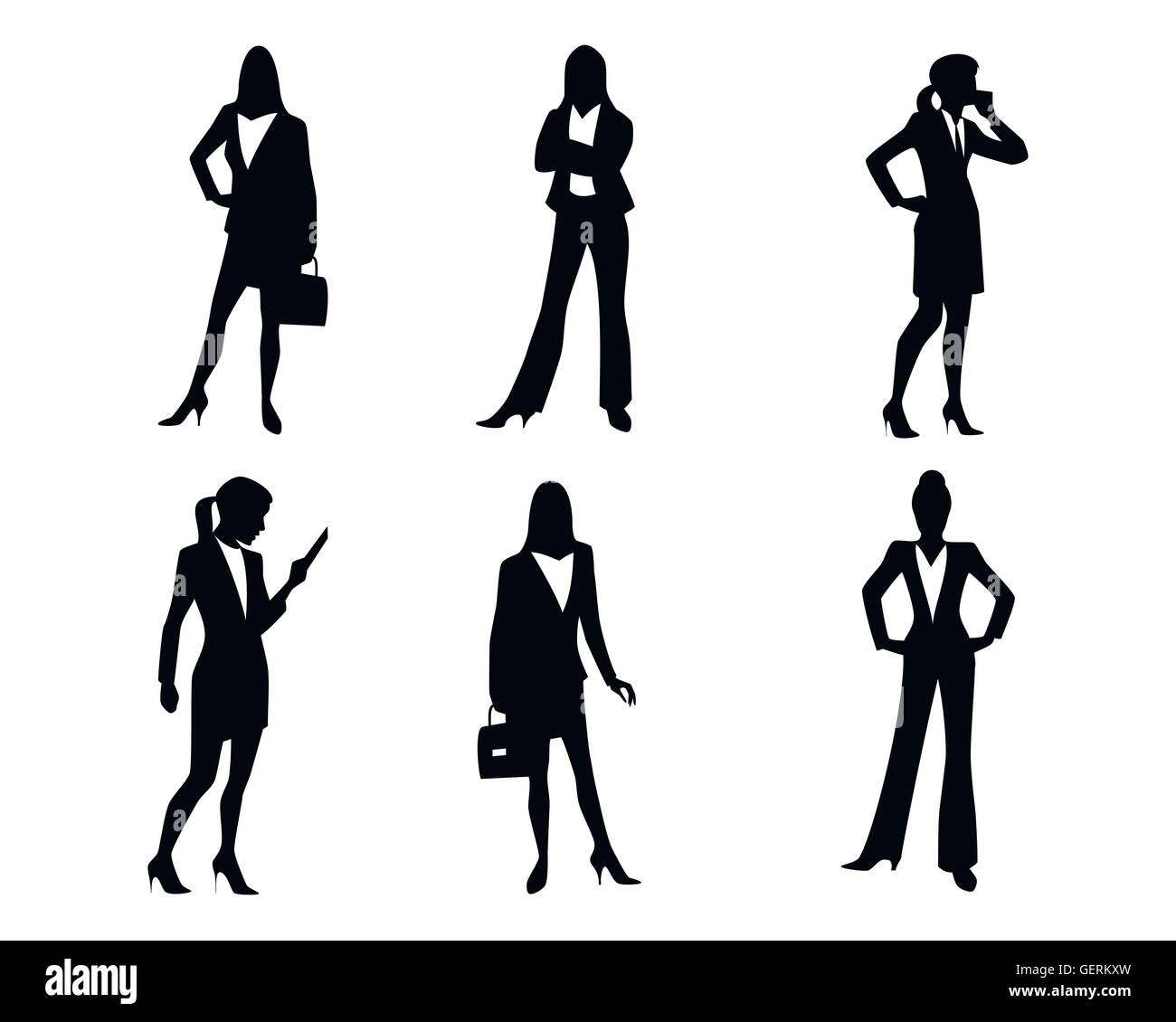 Vector illustration of a six businesswomen silhouettes Stock Vector ...