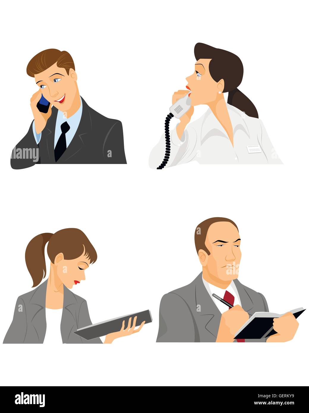 Vector illustration of a four businessmen at office Stock Vector Image ...