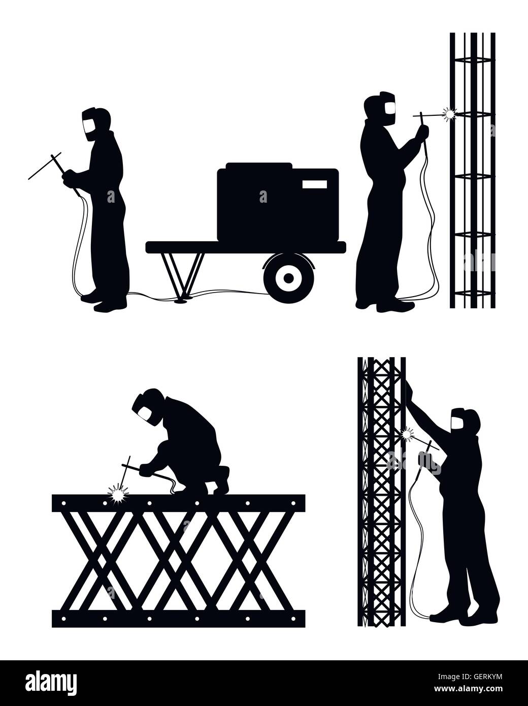 Vector illustration of a four welders at work Stock Vector Image & Art ...