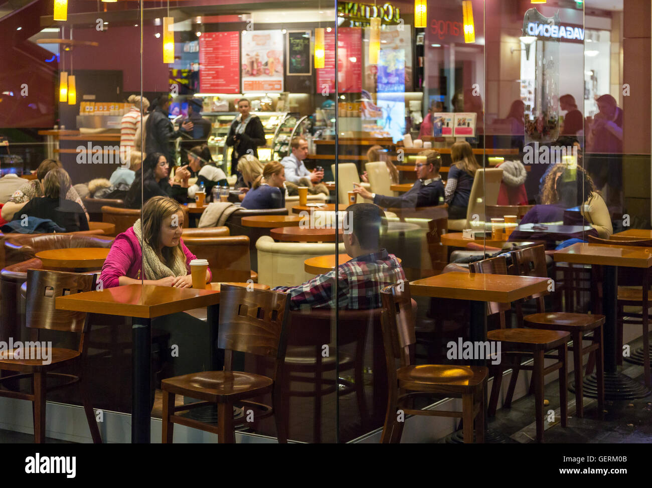 Warsaw, Poland, looking at a cafe in the city center Stock Photo - Alamy