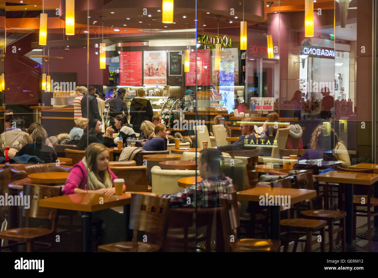 Warsaw, Poland, looking at a cafe in the city center Stock Photo - Alamy