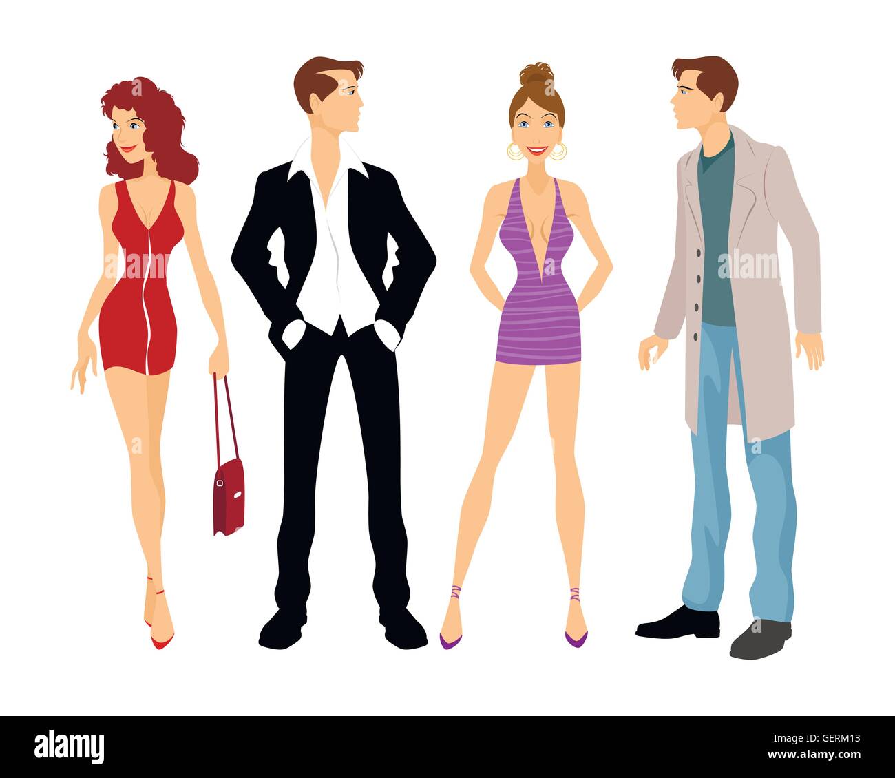 Vector illustration of a four teenagers set Stock Vector Image & Art ...