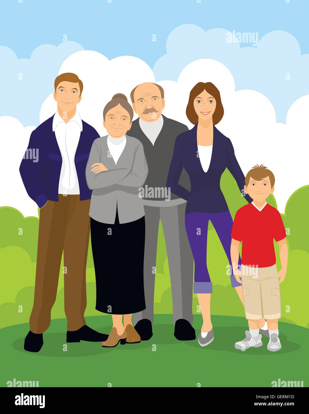Vector illustration of a family on lawn Stock Vector Image & Art - Alamy