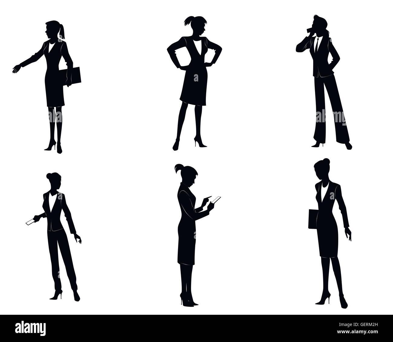 Vector illustration of a six businesswomen silhouettes Stock Vector ...