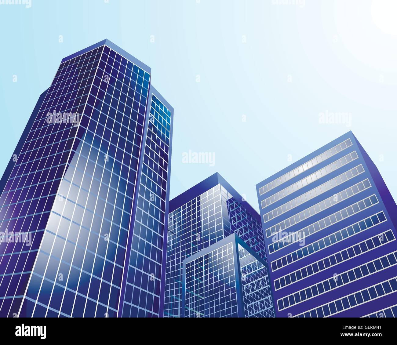 Vector illustration of a modern city on sky background Stock Vector ...