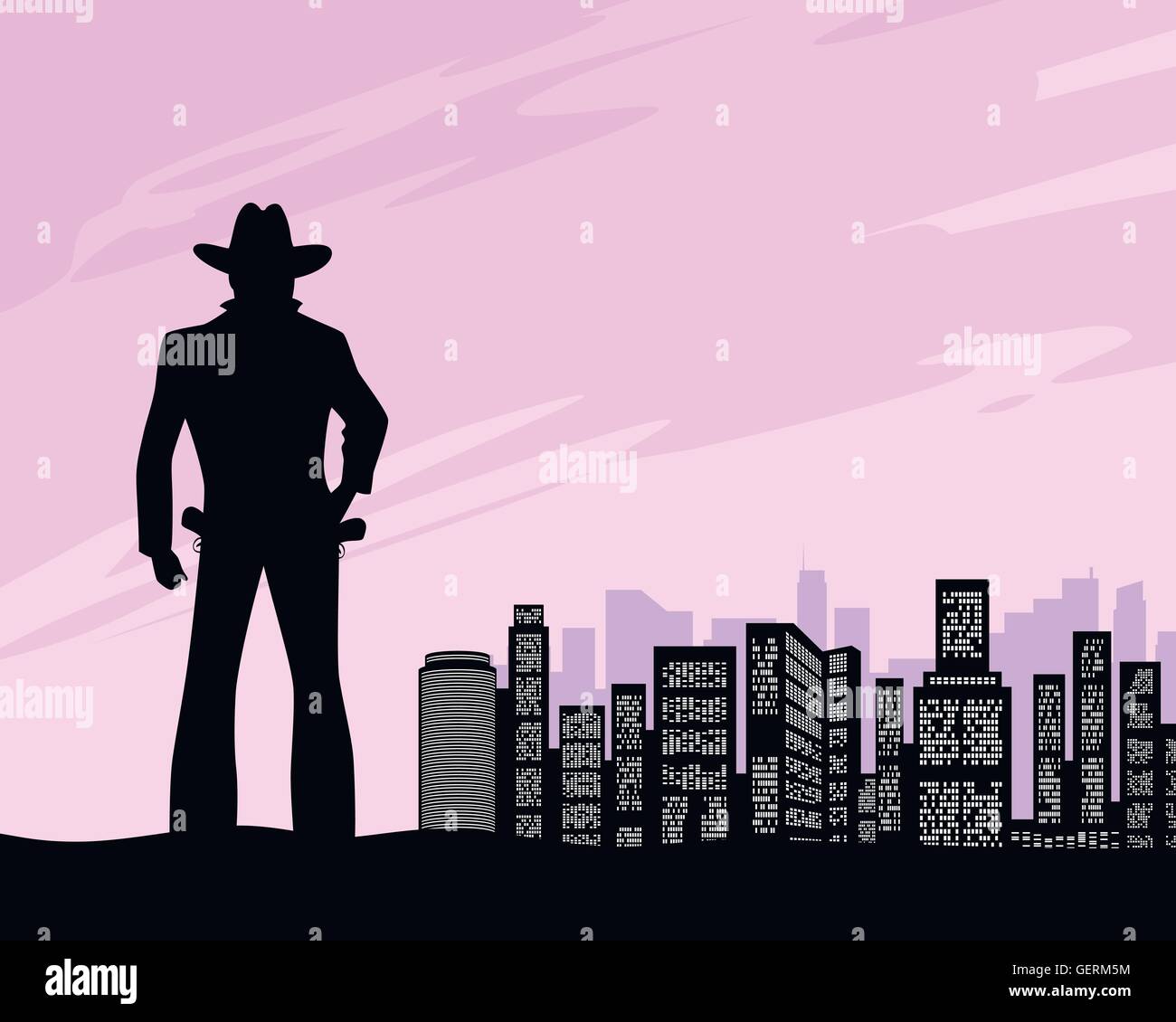 Vector illustration of a sheriff at city background Stock Vector Image ...
