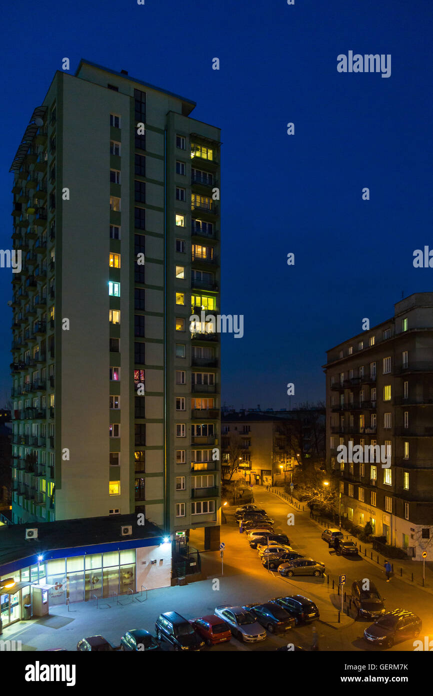 Warsaw, Poland, overlooking Inhabited by night Stock Photo - Alamy