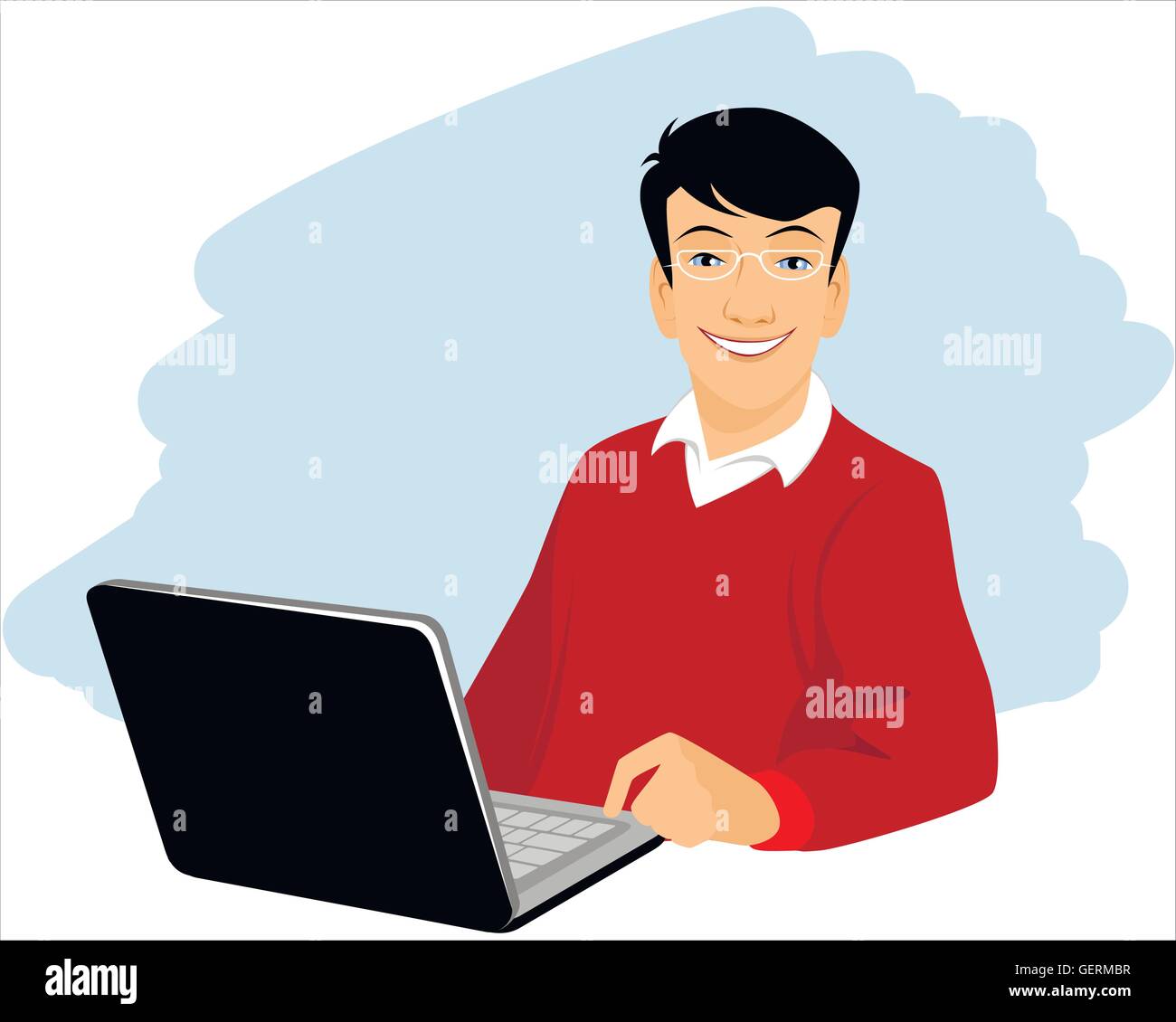 Vector illustration of a guy with laptop Stock Vector Image & Art - Alamy