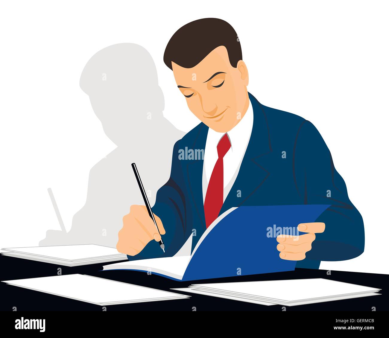 Office stack papers man Stock Vector Images - Alamy