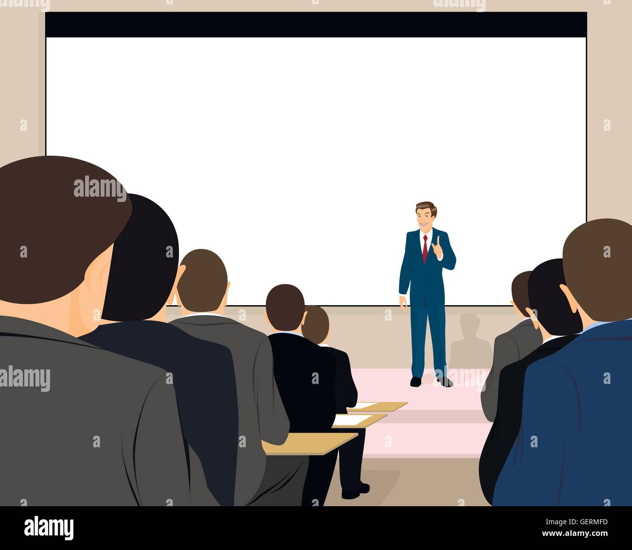 Vector illustration of a lecturer holds a seminar Stock Vector Image ...