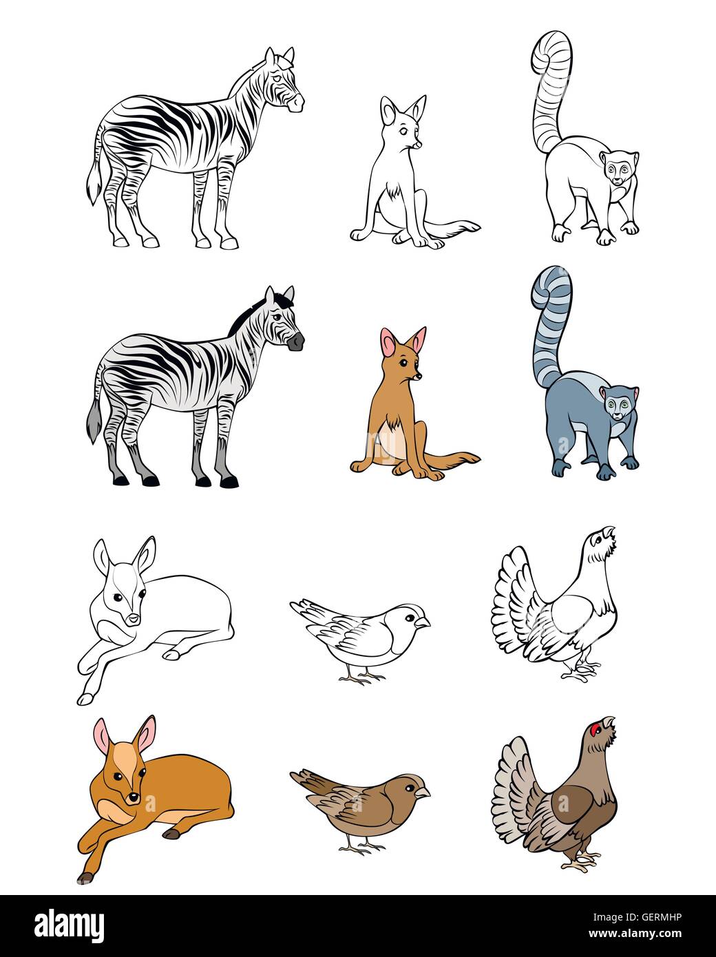 Vector illustration of a six animals set Stock Vector Image & Art - Alamy