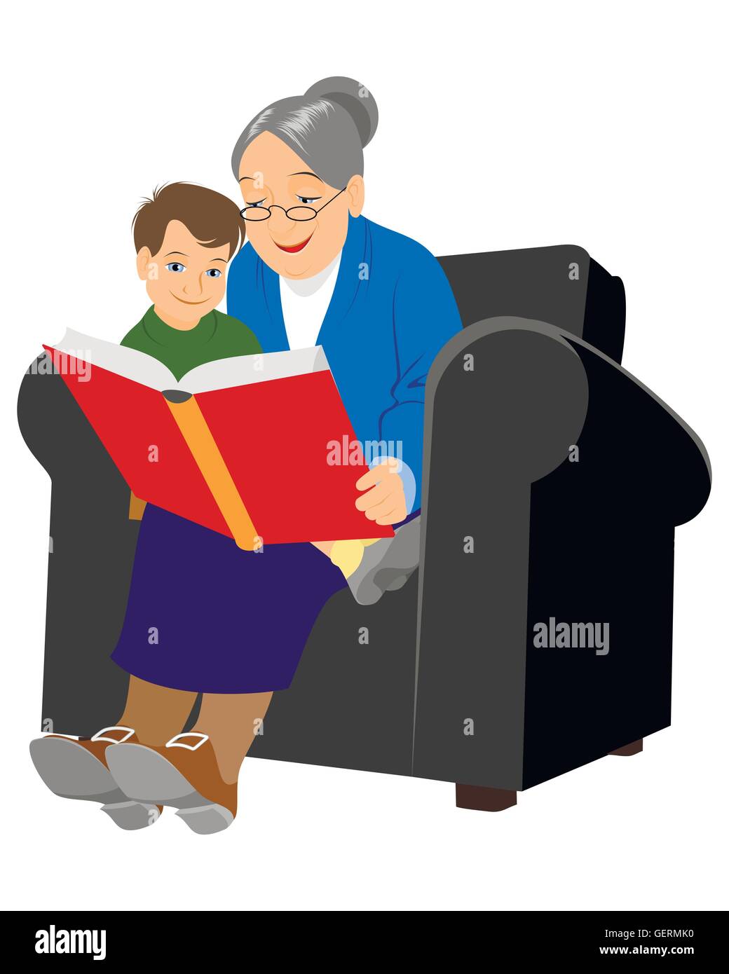 Grandmother reading a story to her grandson Stock Vector Image & Art ...