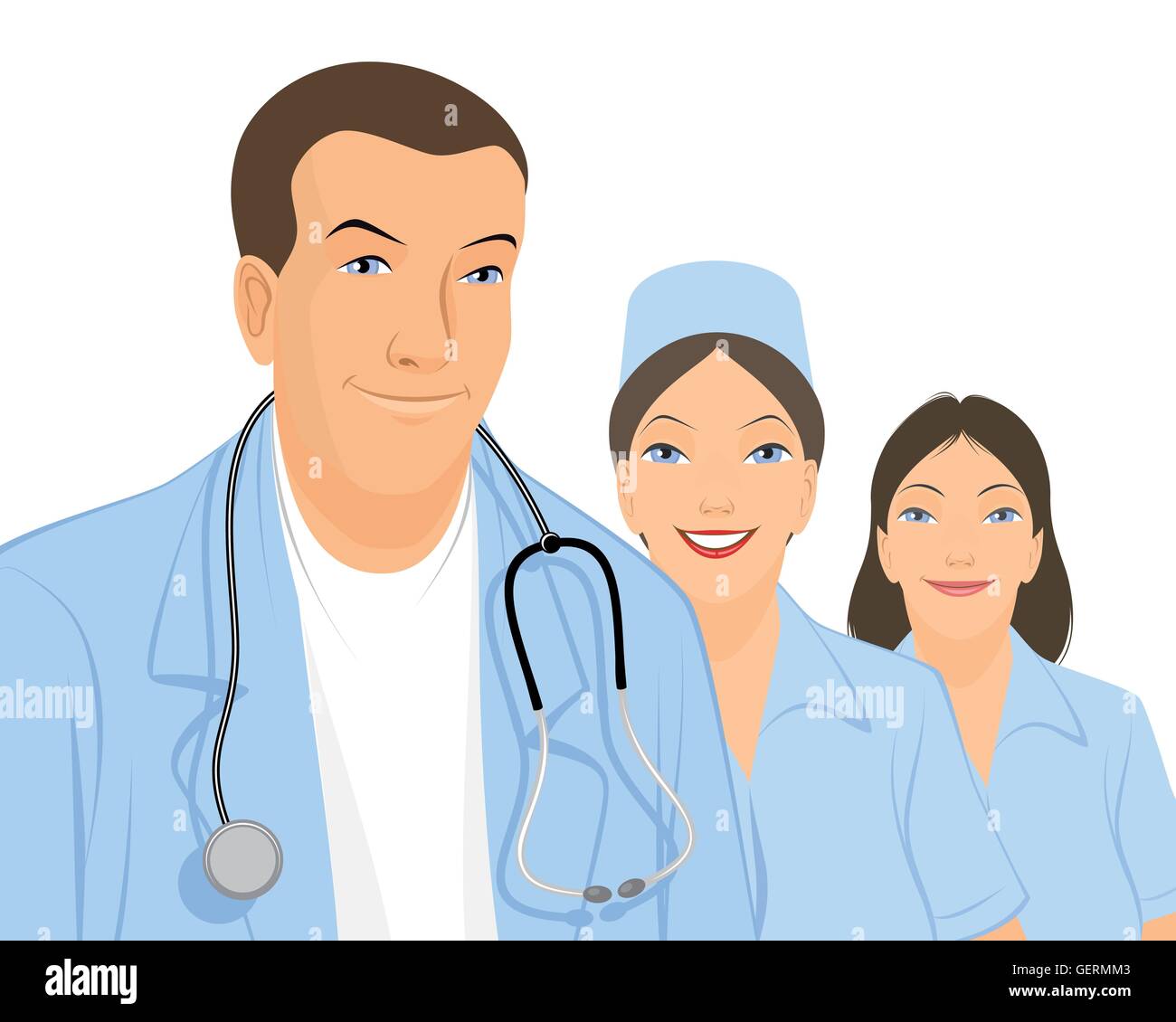 Team young female doctors Stock Vector Images - Alamy