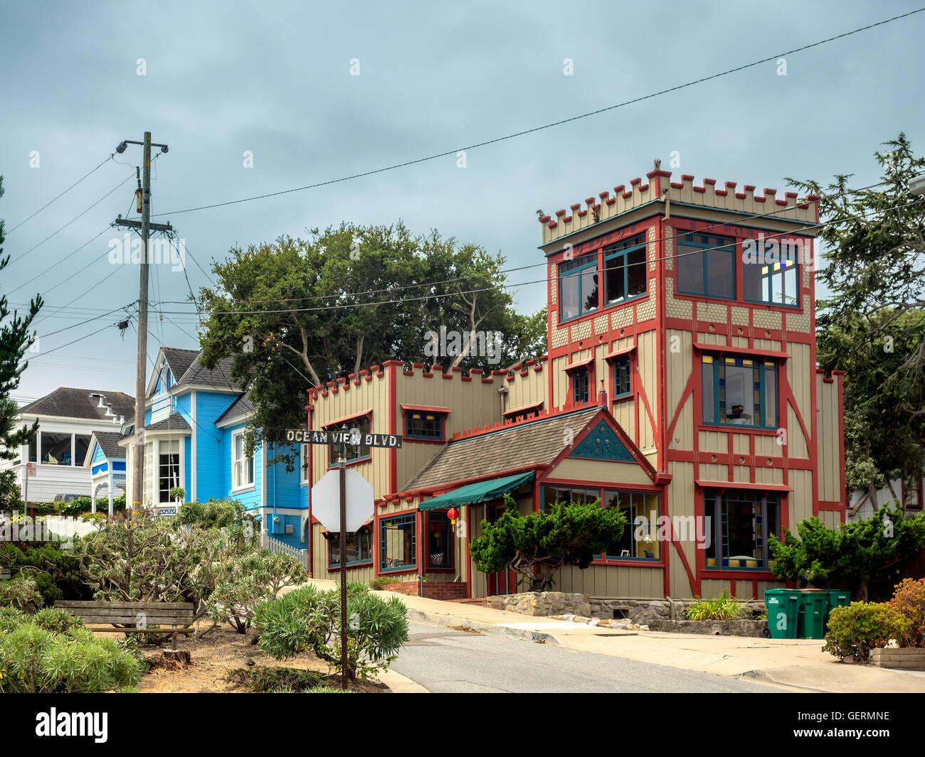 Old style building in Pacific Grove, Monterey, California, USA Stock ...