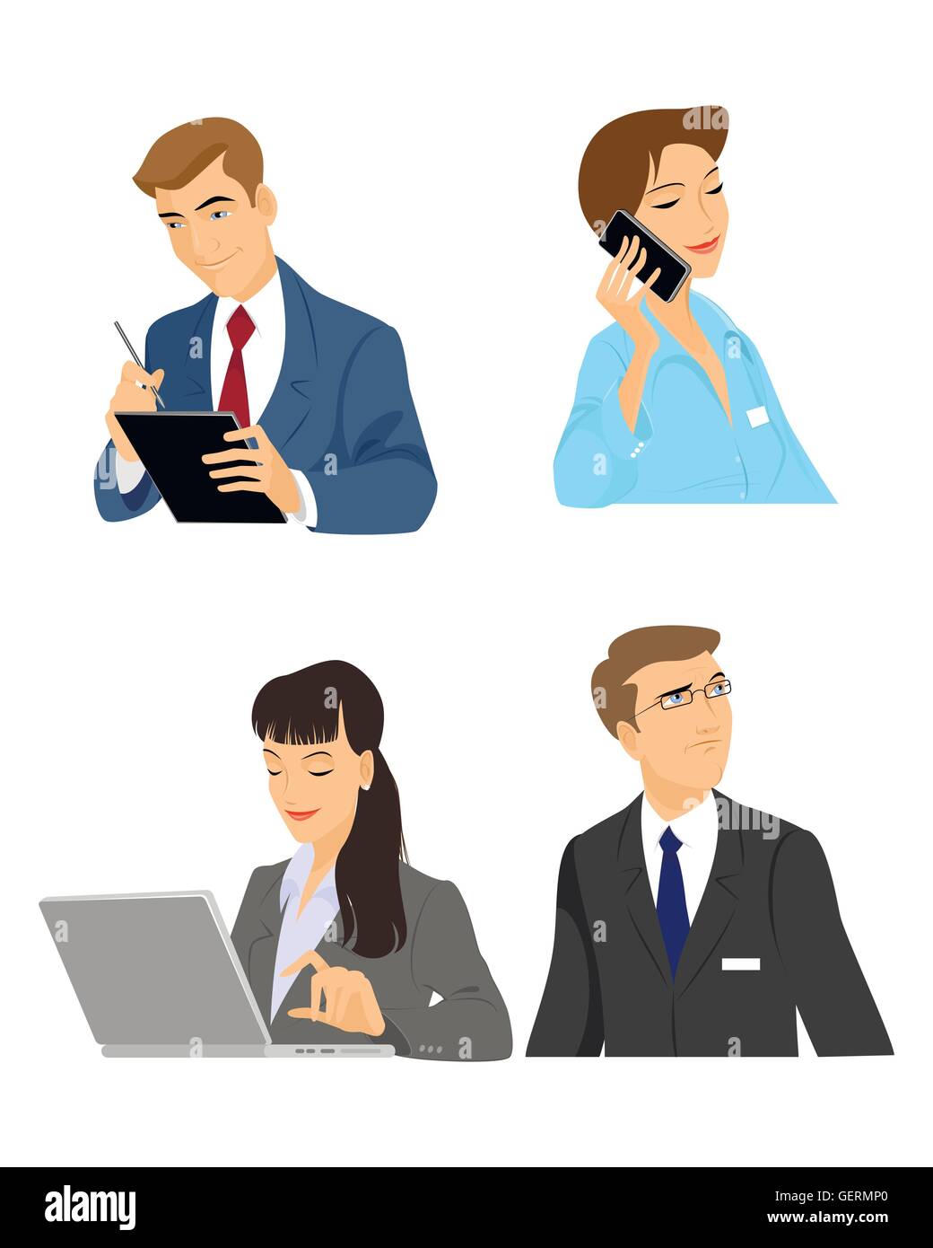 Vector illustration of a set of four managers Stock Vector Image & Art ...