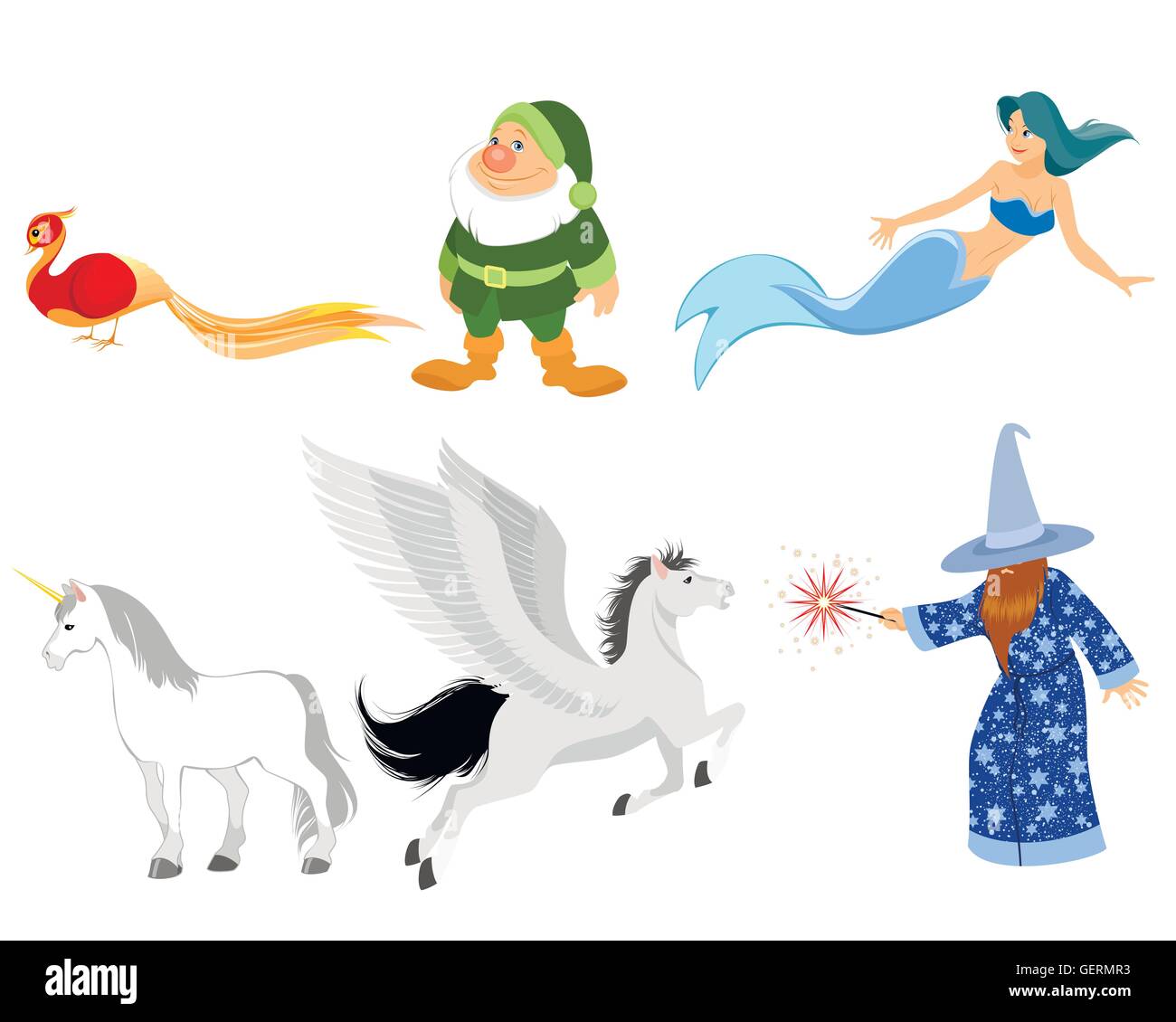 Vector illustration of a six fairy-tale characters Stock Vector Image ...