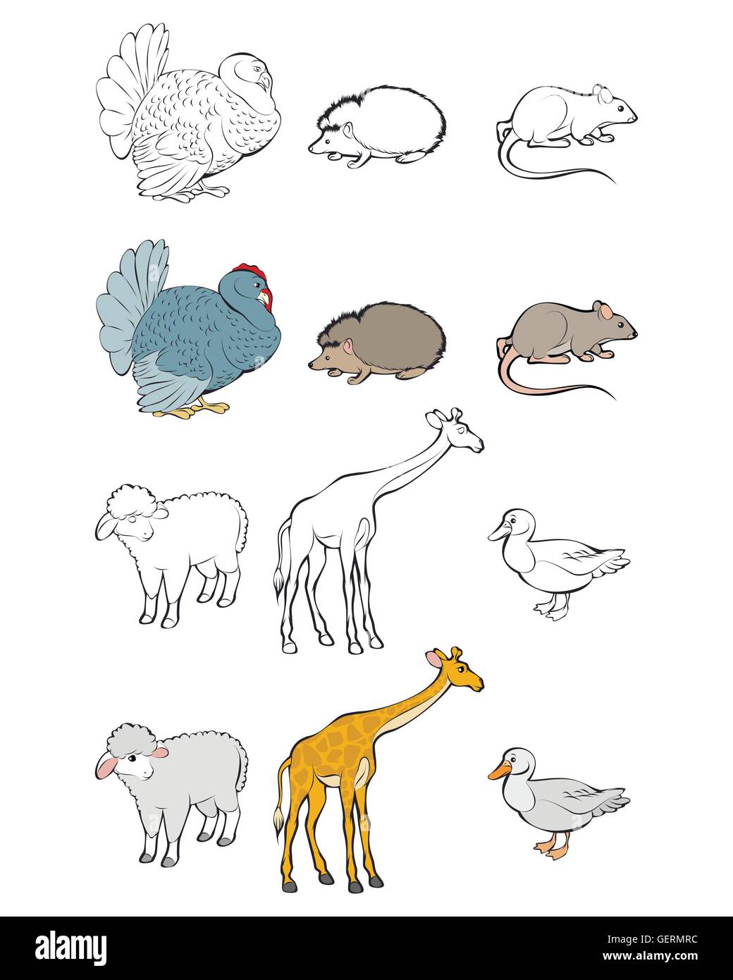 Vector illustration of a six animals set Stock Vector Image & Art - Alamy