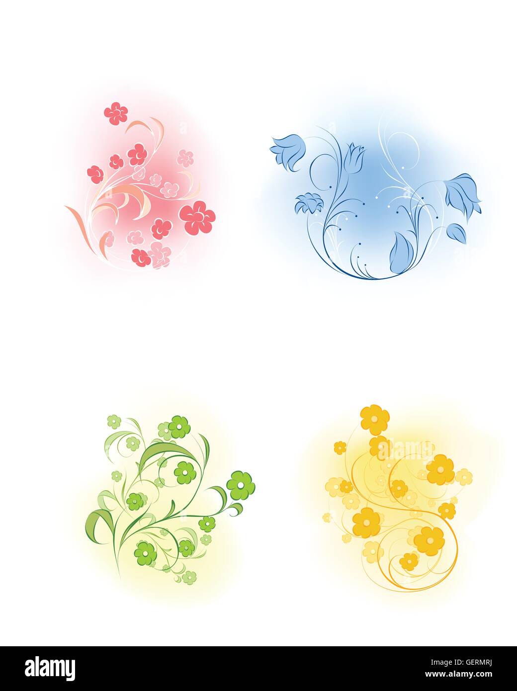 Four flowers set hi-res stock photography and images - Alamy