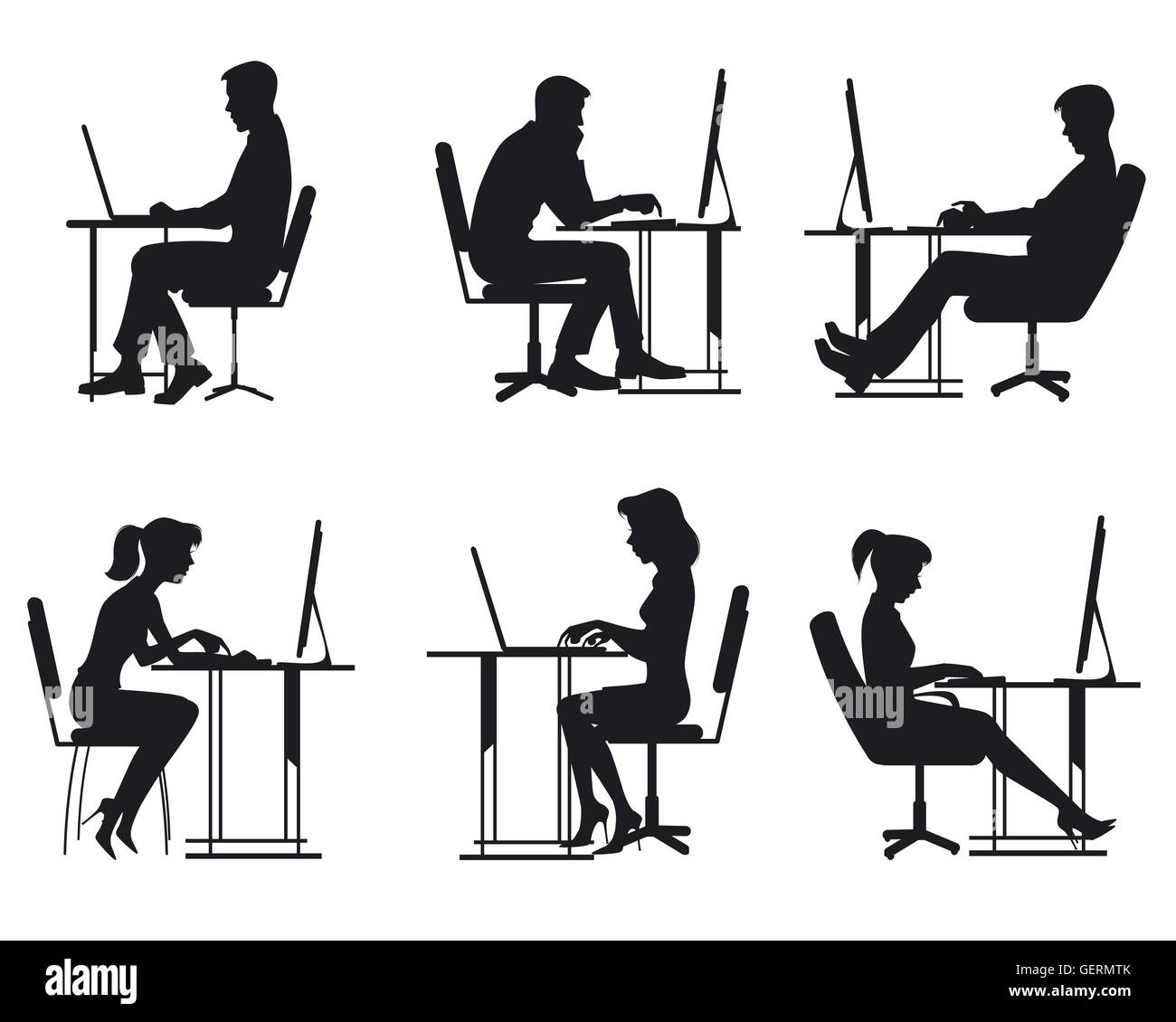 Vector illustration of a people working at computer Stock Vector Image ...