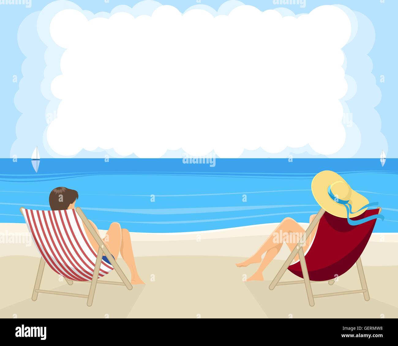Woman Relaxing On A Tropical Beach Stock Vector Images - Alamy