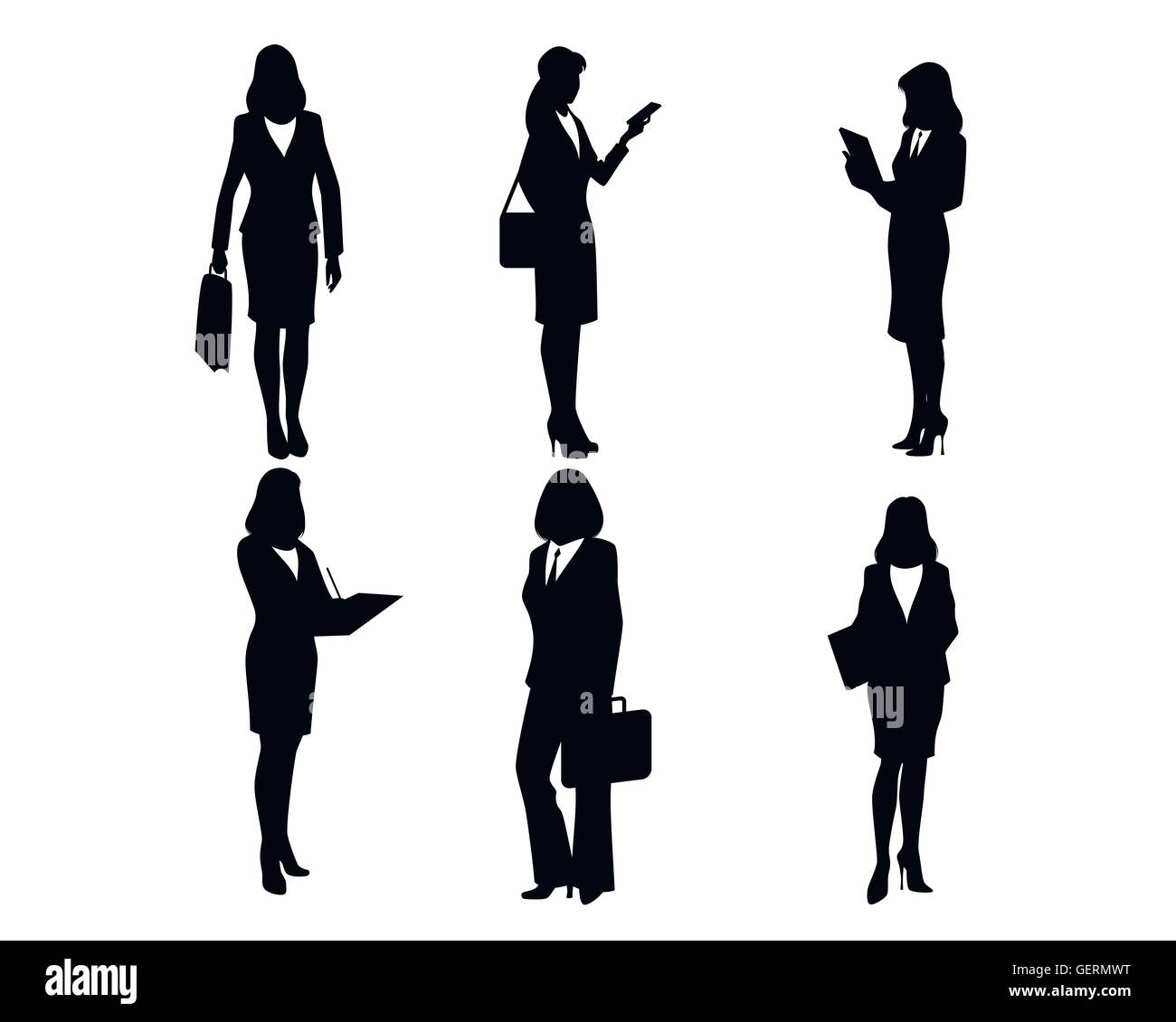 Vector illustration of a six businesswomen silhouettes Stock Vector ...