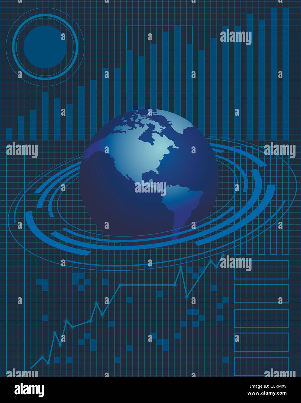 Vector illustration of a global business concept in blue Stock Vector ...