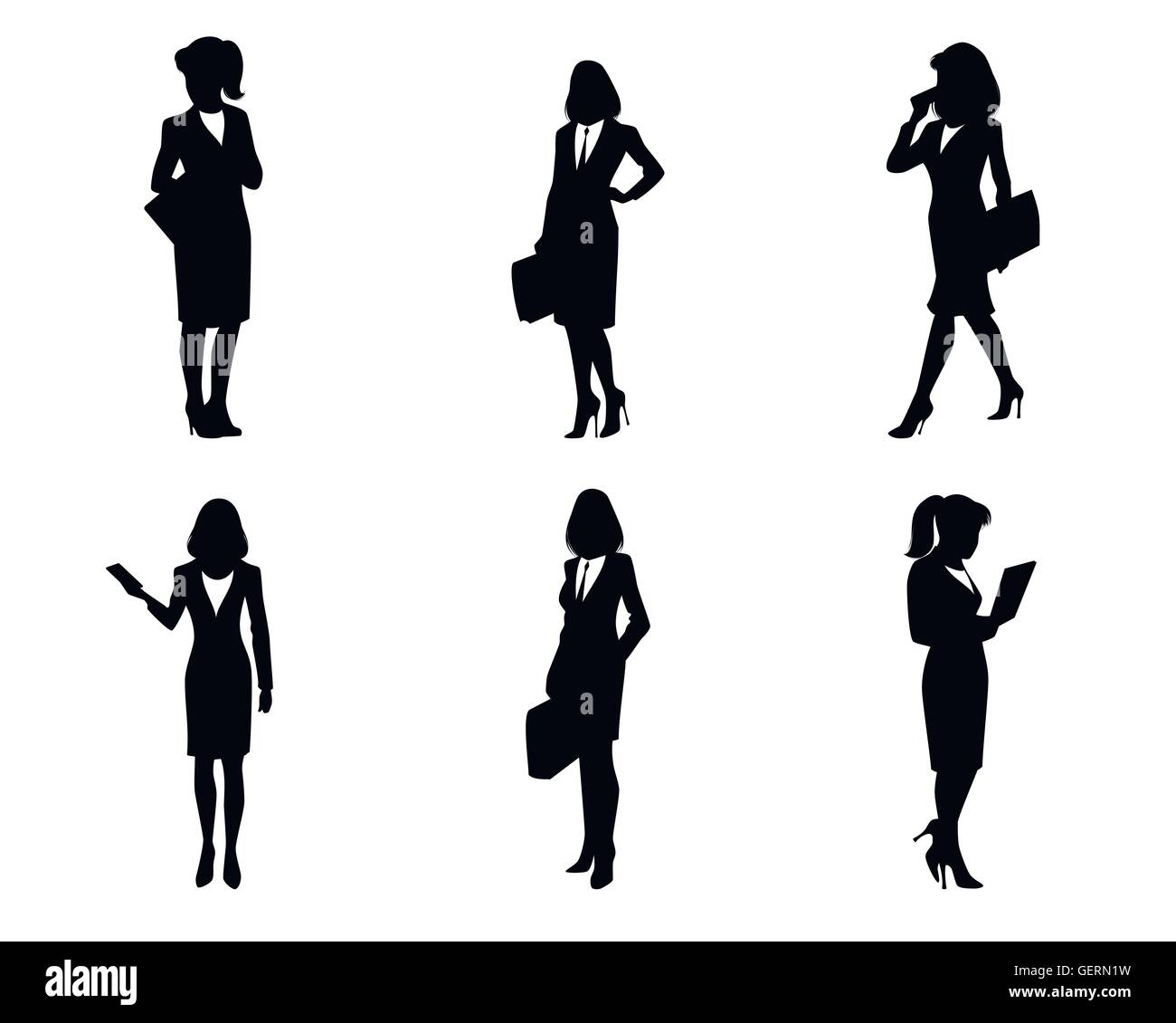 Vector illustration of a six businesswomen silhouettes Stock Vector ...