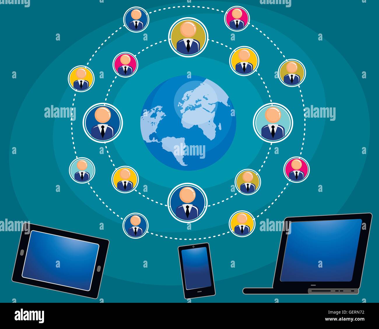 Vector illustration of a internet connects people Stock Vector Image ...