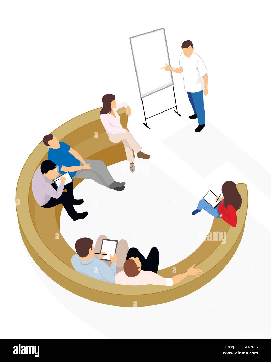 Vector illustration of a coach with students Stock Vector Image & Art ...