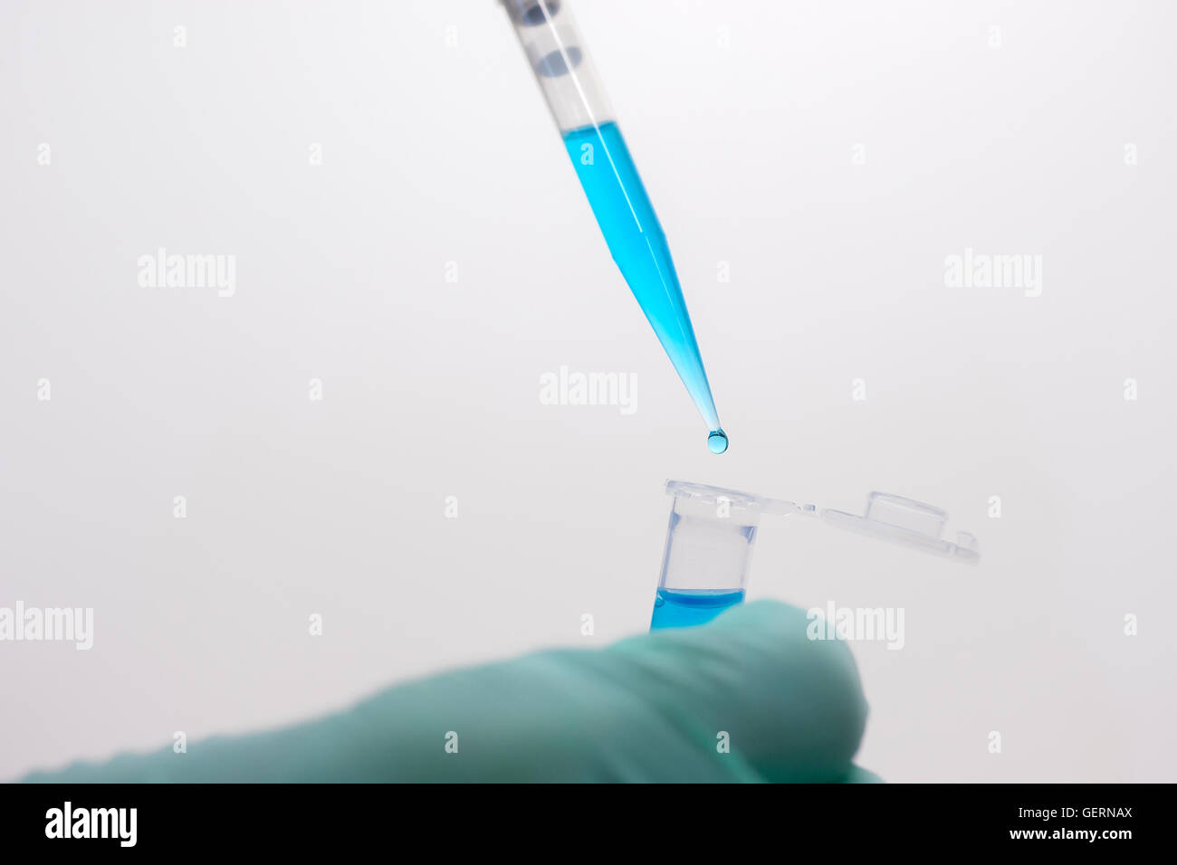 Berlin, Germany, Blue Liquid comes in a Reaktionsgefaess Stock Photo ...