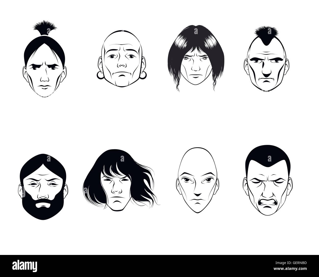 Vector illustration of a set of eight persons Stock Vector Image & Art ...