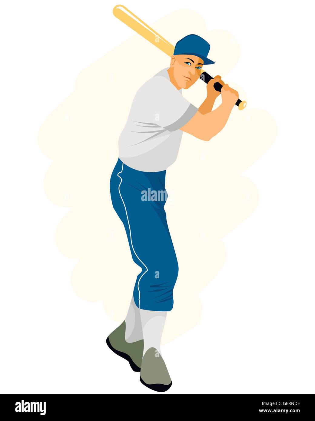 Vector illustration of a baseball player with bat Stock Vector Image ...