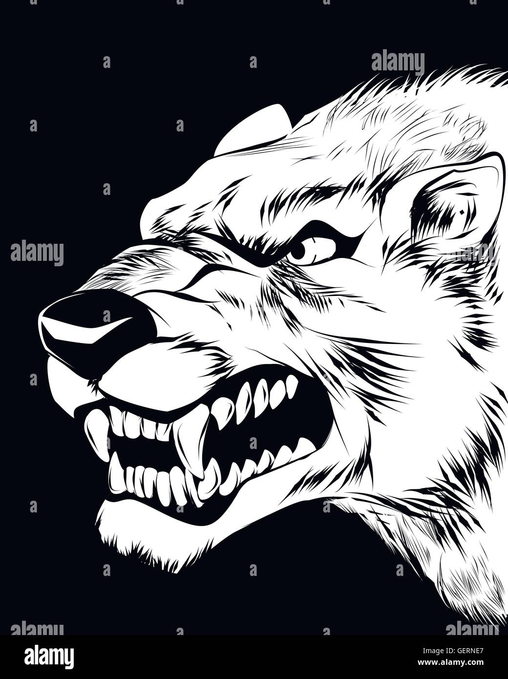 Vector illustration of a wolfish grin on black Stock Vector Image & Art ...