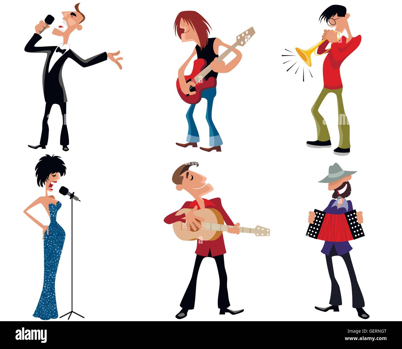 Vector illustration of a six person of artists Stock Vector Image & Art ...