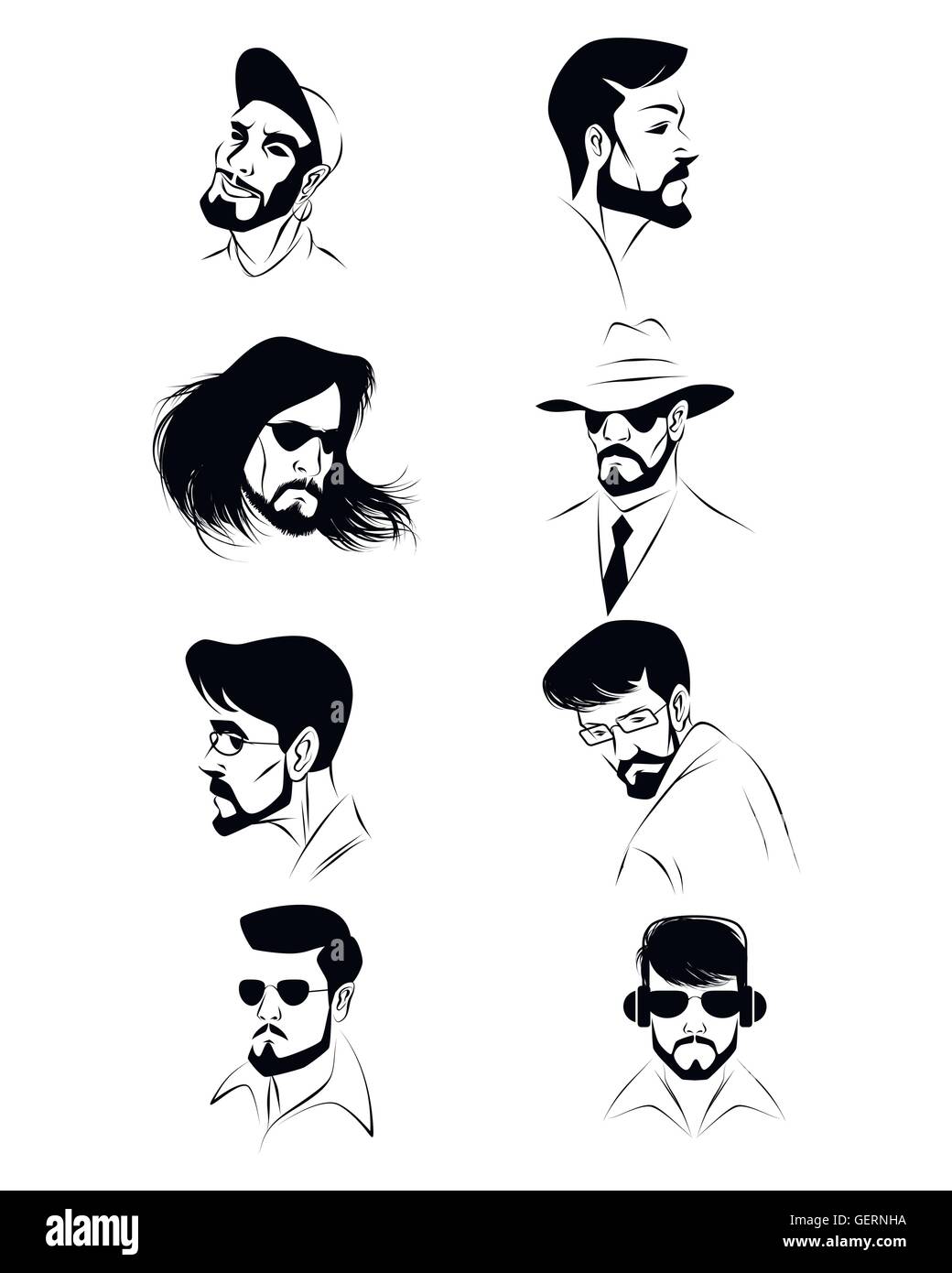 Vector illustration of a eight male faces Stock Vector Image & Art - Alamy